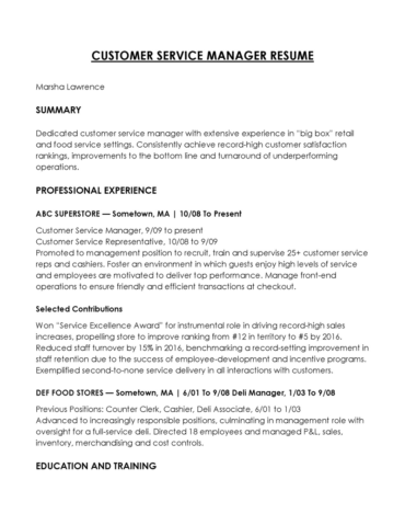 12 Winning Customer Service Manager Resume Templates