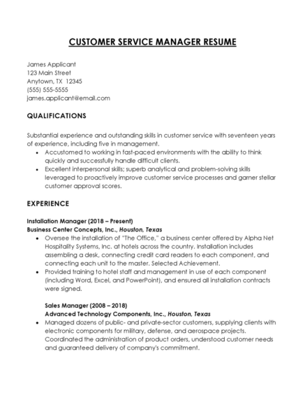 12 Winning Customer Service Manager Resume Templates