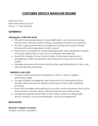 12 Winning Customer Service Manager Resume Templates