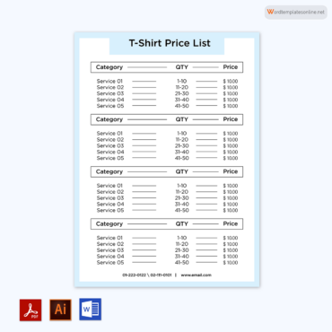 30 Free Price List Templates (Price Sheets) - Printable