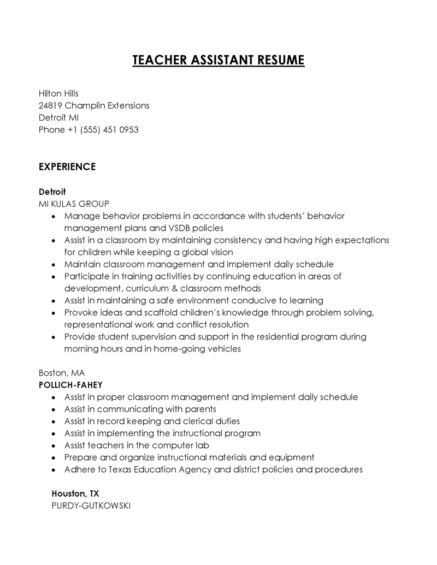 24 Teacher Assistant Resume Examples + Writing Tips