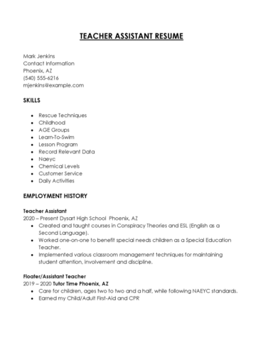 24 Teacher Assistant Resume Examples + Writing Tips