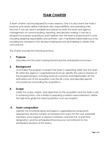 14 Free Team Charter Templates - Examples