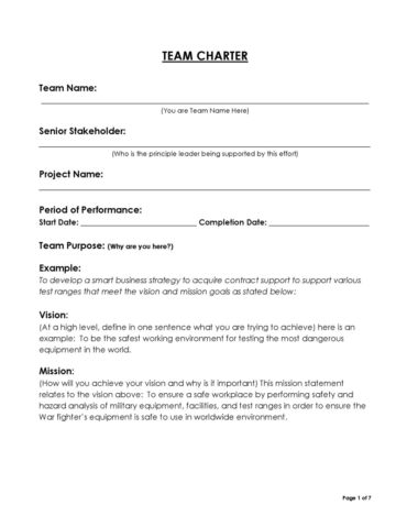 14 Free Team Charter Templates - Examples