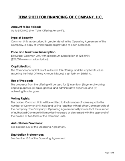 18 Free Term Sheet Templates: Basics, Clauses