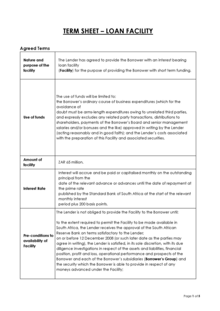 18 Free Term Sheet Templates: Basics, Clauses