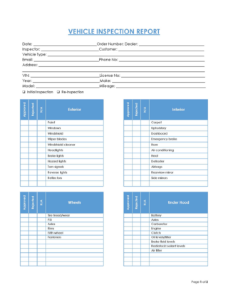 14 Free Vehicle Inspection Forms (Editable) - Word, Excel