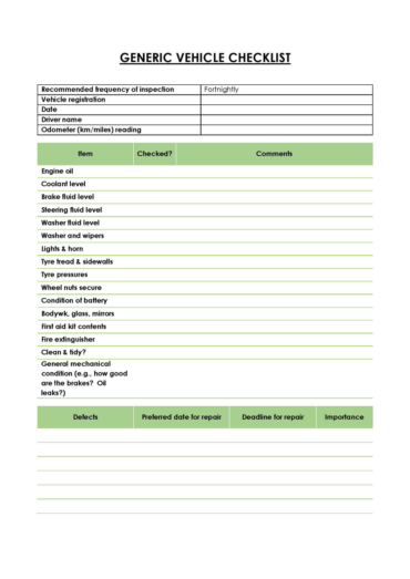 14 Free Vehicle Inspection Forms (Editable) - Word, Excel