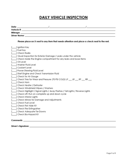 14 Free Vehicle Inspection Forms (Editable) - Word, Excel