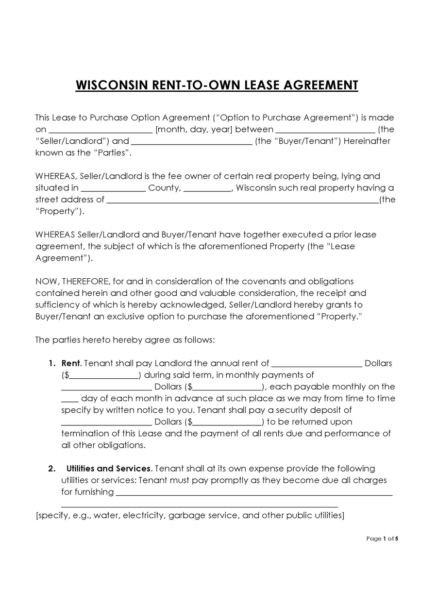 Free Wisconsin Lease Agreement Templates (Word, PDF)