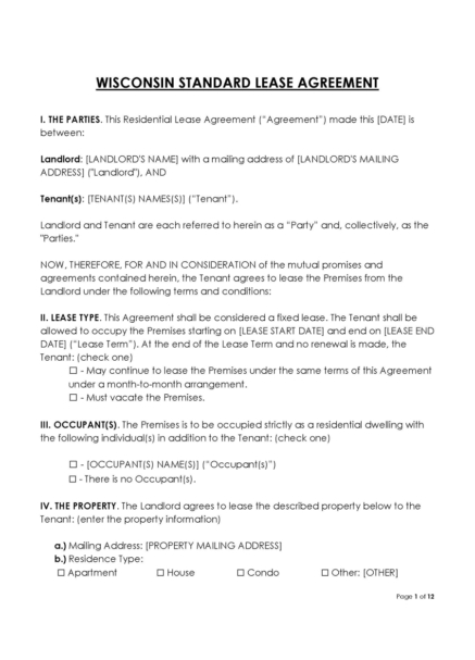 Free Wisconsin Lease Agreement Templates (Word, PDF)