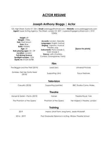 18 Free Acting Resume Templates (Tips & Examples)