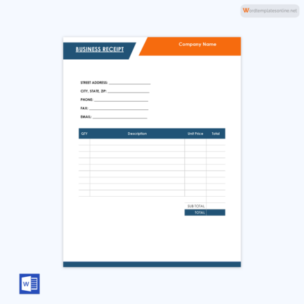 Free Business Receipt Templates (10) | Excel, Word
