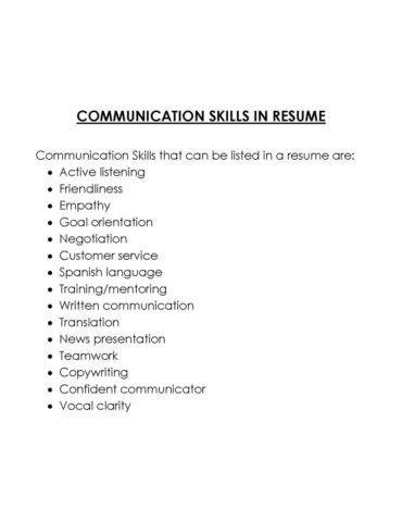 How to List Communication Skills in a Resume (With Examples)
