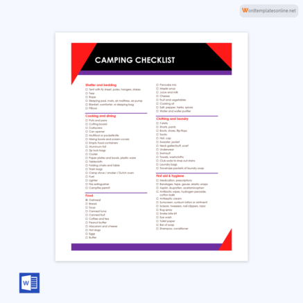 Free Camping Checklists (Printable Templates)
