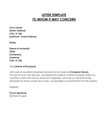 How To Use "To Whom It May Concern" in Letters (Examples)