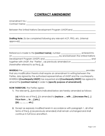 Free Contract Amendment Templates (Word)