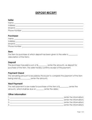 24 Free Deposit Receipt Templates (Cash, Security, etc.)
