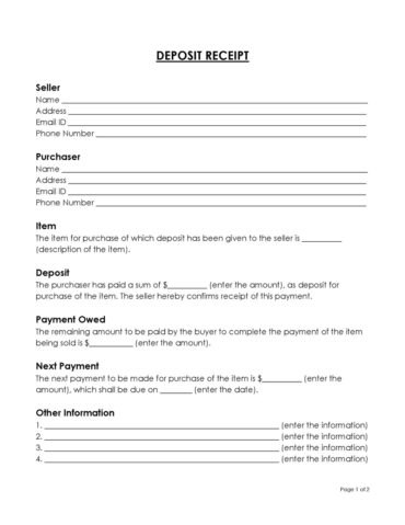 24 Free Deposit Receipt Templates (Cash, Security, etc.)