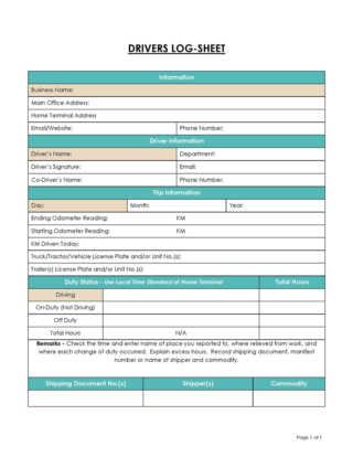 20 Free Driver's Daily Log Book Templates