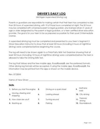 20 Free Driver's Daily Log Book Templates