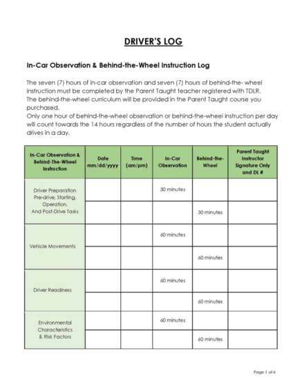 20 Free Driver's Daily Log Book Templates