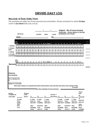 20 Free Driver's Daily Log Book Templates