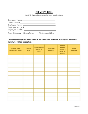 20 Free Driver's Daily Log Book Templates