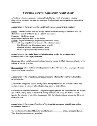 12 Functional Behavioral Assessment (FBA) Examples