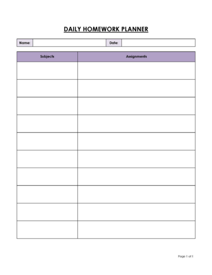 22 Free Printable Homework Planners (Templates)