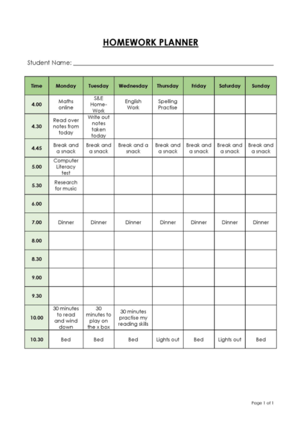 22 Free Printable Homework Planners (Templates)