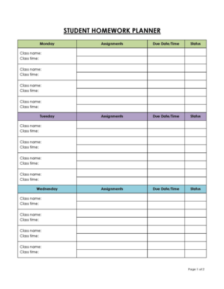 22 Free Printable Homework Planners (Templates)