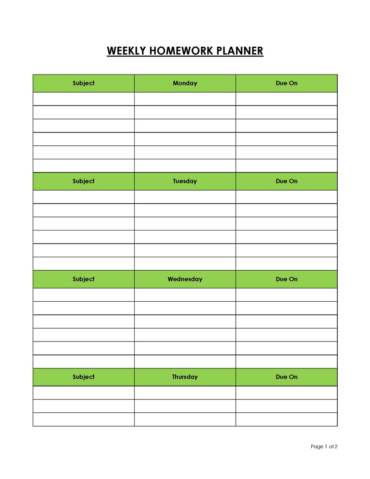 22 Free Printable Homework Planners (Templates)