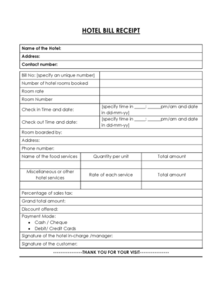 16 Free Hotel Receipt Templates (Word, Excel)