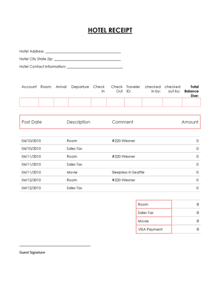 28 Free Hotel Receipt Templates (Editable)