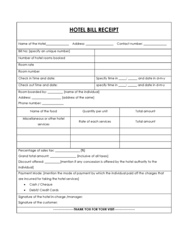 28 Free Hotel Receipt Templates (Editable)