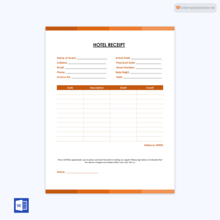 28 Free Hotel Receipt Templates (Editable)
