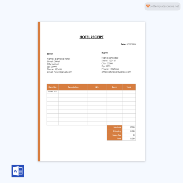 16 Free Hotel Receipt Templates (Word, Excel)