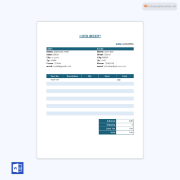 28 Free Hotel Receipt Templates (Editable)