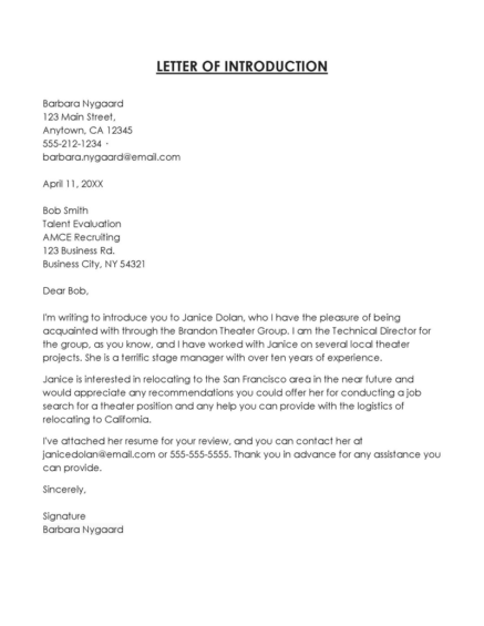 Letter of Introduction: 20 Examples and Overview