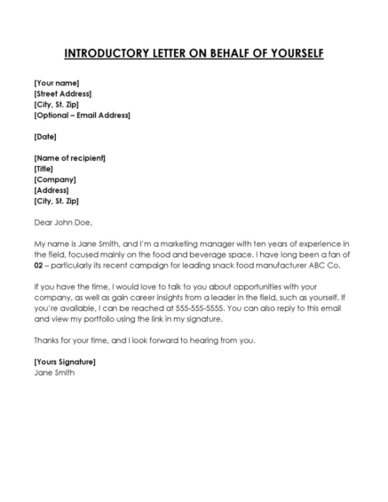 Letter of Introduction: 20 Examples and Overview