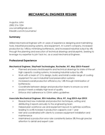 18 Great Engineering Resume Examples & Free Templates