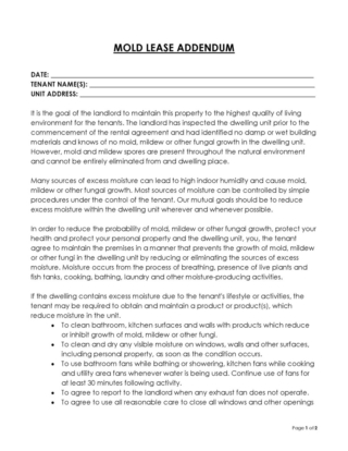 Addendum to Lease Agreement (Free Forms & Templates)