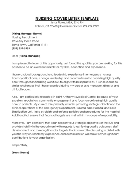 New Graduate Nurse Cover Letter (18 Best Examples)