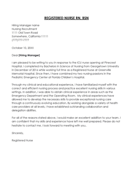 New Graduate Nurse Cover Letter (18 Best Examples)