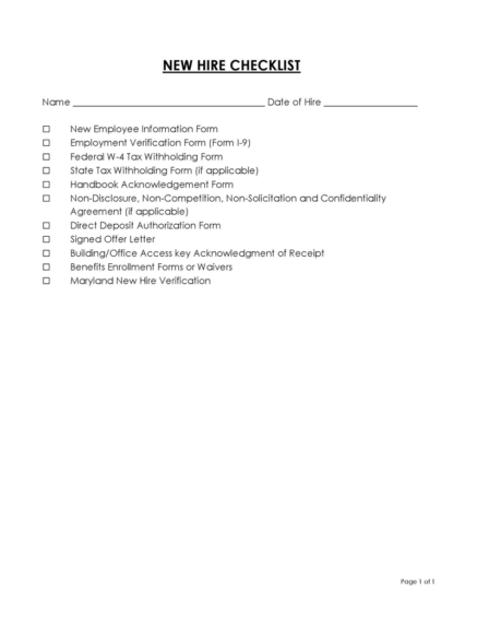 24 Free New Hire Checklist Templates (Word | Excel)