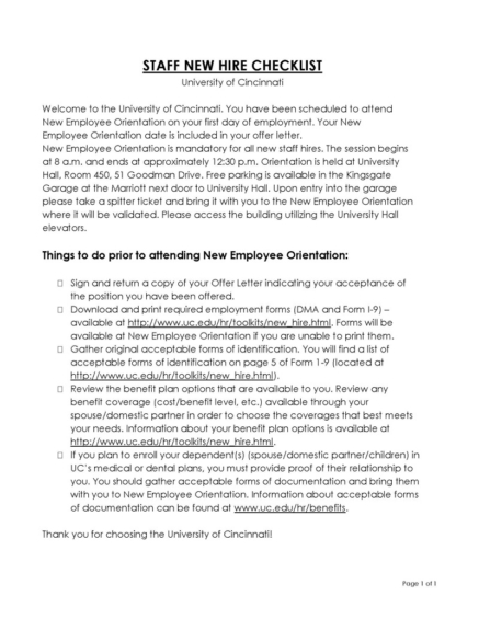 24 Free New Hire Checklist Templates (Word | Excel)