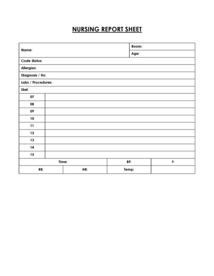 18 Free Nursing Report Sheets (Templates)