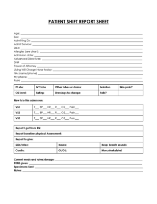18 Free Nursing Report Sheets (Templates)