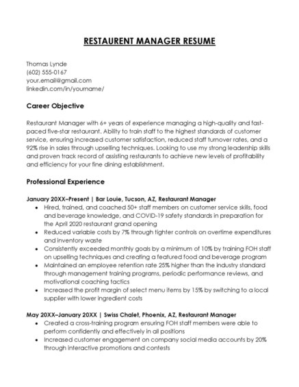 20 Manager Resume Examples: Format, Skills, Templates